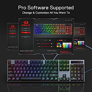Redragon K556 PRO Upgraded Wireless RGB Gaming Keyboard, BT/2.4Ghz Tri-Mode Aluminum Mechanical Keyboard w/No-Lag Connection, Hot-Swap Linear Quiet Red Switch