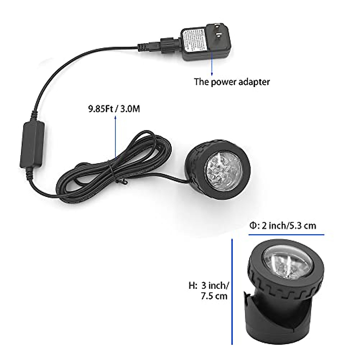 Colored Pond Lights with Timer, RGB Fountain Lights IP68 Waterproof Pond Light, Dimmable Outdoor Landscape Lights for Fish Tank Pond Fountain Garden（1 Lights）