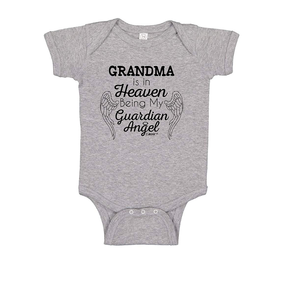 My Grandma in Heaven My Guardian Angel Heather Bodysuit & Heather/Black Bib Set Newborn