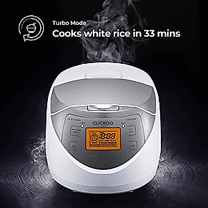 CUCKOO CR-0632F | 6-Cup (Uncooked) Micom Rice Cooker | 9 Menu Options: White Rice, Brown Rice & More, Nonstick Inner Pot, Made in Korea | White/Grey