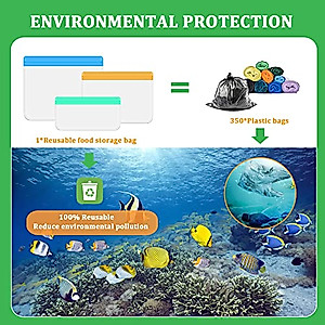 10PCS Food Storage Bags Silicone, Leakproof Reusable Storage Bags, Reusable Snack Bags Silicone for Home Food Storage, Kids School Lunch,Picnic and Travel