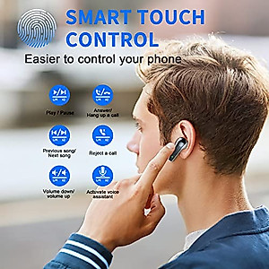 Renimer Wireless Earbud, Bluetooth 5.3 Headphones in Ear with Immersive Sound, Bluetooth Earbud Dual LED Display Wireless Earphones IP7 Waterproof Ear bud, 35H Playtime, Noise Cancelling, USB-C, White