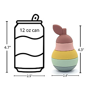Rosie Bee Silicone Pear Stacker Toy for Kids, Toddlers, Babies - Baby Teether Toys, Stacking, Nesting, Sorting, Puzzle, Blocks, Travel, Bath, Sensory, Gift, Educational, Montessori
