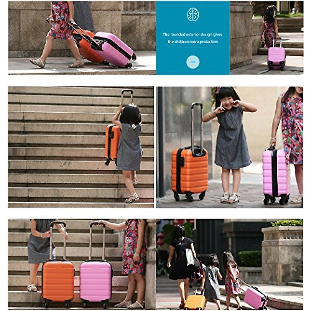 Coolife Luggage 4 Piece Set Suitcase Spinner Hardshell Lightweight TSA Lock (family set-blue1)