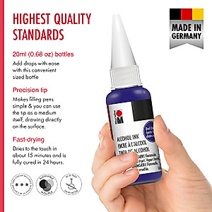 Marabu Blue Alcohol Ink Set - 5 Colors Set, Aqua Blue, Azure Blue, Dark Denim, Dark Blue Green, Arctic - Alcohol Ink for Epoxy Resin, Tumblers, Alcohol Ink Paper - Large 0.68 Ounce Inks