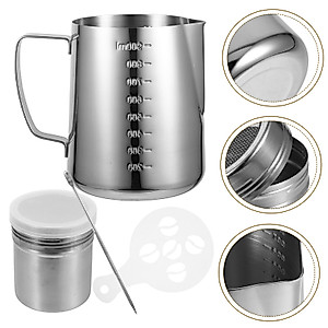 VOSAREA 1 Set Pull Cup Frothing Cup Bottle Cappuccino Tea Espresso Steaming Cup Espresso Milk Pitcher Coffee Creamer Pourer Milk Frother Cup Expresso Shots Cup Stainless Steel