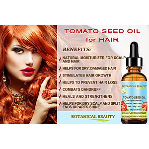 TOMATO SEED OIL 100% Pure Natural Virgin Unrefined Cold-pressed Carrier Oil 0.5 Fl oz 15 ml For Face, Skin, Body, Hair, Lip, Nails. Rich in Vitamin E, Lycopene by Botanical Beauty