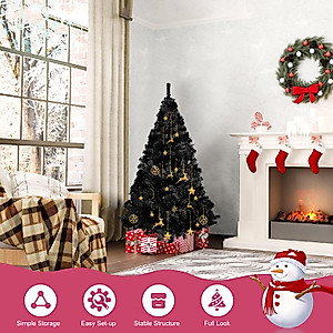 Adiwiid 6ft Halloween Black Christmas Tree with 550 Branch Tips for Home, Office, Party Decoration,Artificial Christmas Tree for Xmas Seasonal Holiday Decoration Indoor Outdoor (Black)