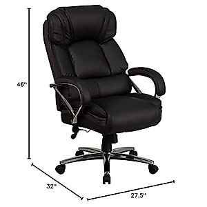 Flash Furniture HERCULES Series Big & Tall 500 lb. Rated Black LeatherSoft Executive Swivel Ergonomic Office Chair with Chrome Base and Arms