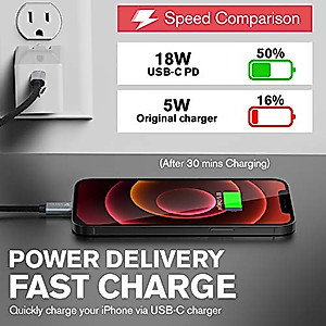 VENA USB C to Lightning Cable - 6 Inch, (Apple MFI Certified) 18W Fast Charge Power Delivery Nylon Braided Apple Charger Compatible with iPhone 13 12/12 Mini/12 Pro/11 Pro Max/X/XS/XR/iPad Air