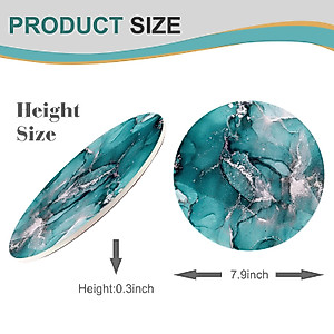 Onntec Ceramic Trivets for Hot Dishes, Kitchen Accessories for Table,Heat Resistant Decor Mat with Marble Style,Round 7.8 Inch Set of 2 (Green)