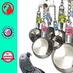 Bonka Bird Toys Clacker Colorful Durable Stainless Steel Pullable Parrot Macaw African Grey Cockatoo (Single Clacker, White)