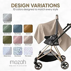 MOZAH Baby Car Seat Cover - Warm Taupe - 100% Organic Muslin - Soft, Breathable and Lightweight, Baby Infant Car Seat Essentials