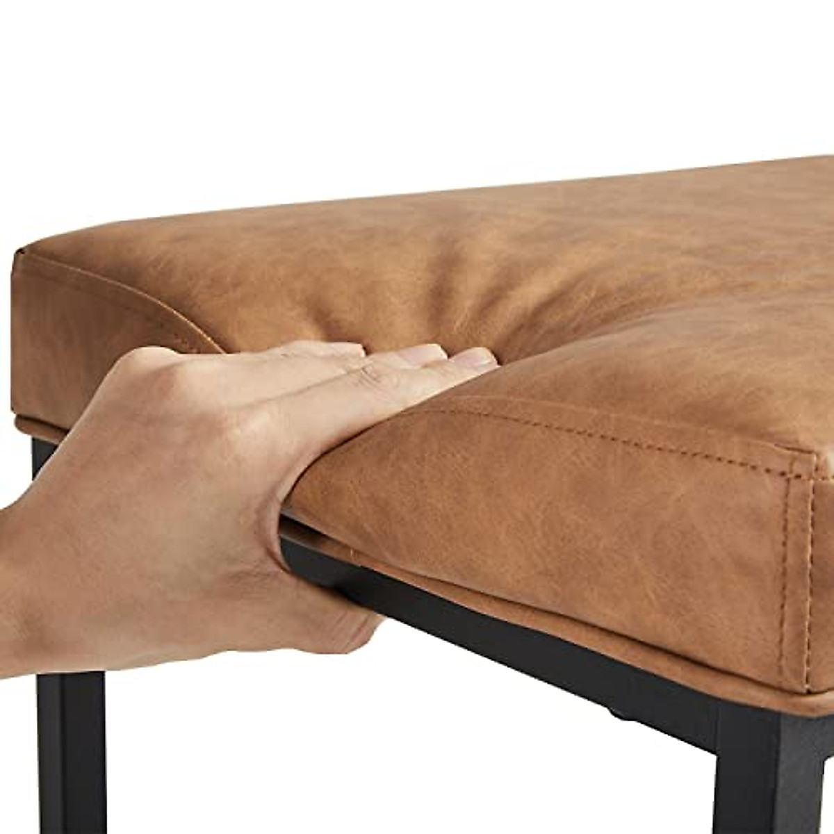 Yaheetech 24" Metal Barstools Set of 4 Counter Height Bar Stools Backless Industrial Stool Modern Upholstered Leather Stools Dining Cafe Chair Brown