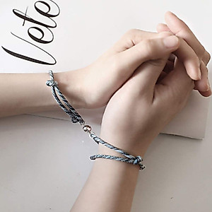 Novgarden Couple Bracelets Personalized, Stainless Steel Handmade Braided Rope Matching Custom Name Bracelets BFF Friend Gifts for Her and Him