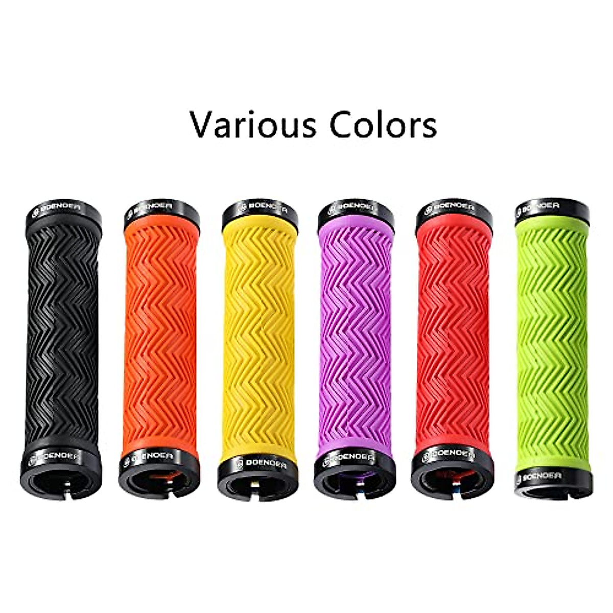 Boenoea Mountain Bike Handlebar Grips Lock on,Anti-Slip Shock Absorbing Bicycle Grips 130mm for Mountain Bike Downhill MTB