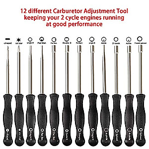 MOTOALL 12 PCS Carburetor Adjustment Tool Carb Adjusting Kit with ZT-1 500-13 Metering Lever Tool for 2-Cycle Small Engine Replace for Poulan Husqvarna STIHL Echo Trimmer Weedeater Chainsaw