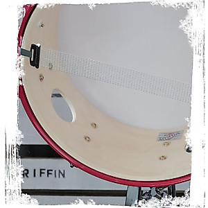 GRIFFIN Snare Drum Birch Wood Shell 14 X 6.5 Inch | Oversize 2.5" Large Vents & Custom Graphic Wrap (Limited Edition) | Red Hardware & Marching Drummers Key for Students & Pros | 8 Metal Tuning Lugs