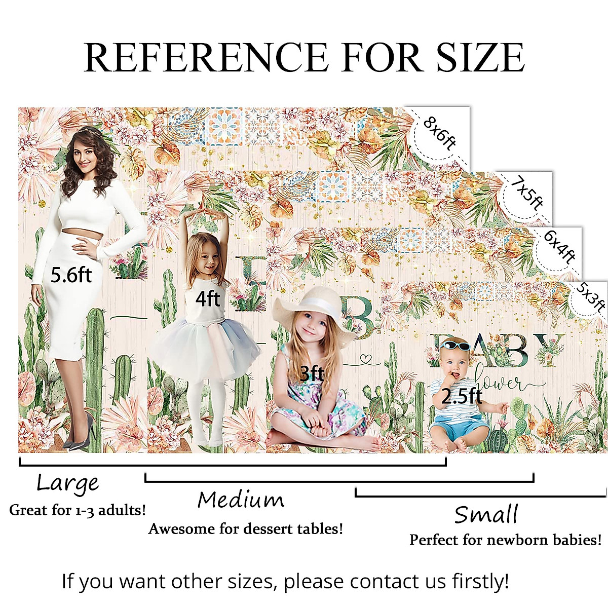 Mocsicka Boho Fiesta Baby Shower Backdrop for Girl Cactus Baby Shower Party Decorations MexicanTaco Bout Baby Background Cake Table Banner(7x5ft (82x60 inch))