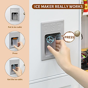 Arlopu Play Kitchen for Kids, Pretend Preschool Kitchen Sets, Wooden Cooking Playset w/Realistic Light & Sound, Telephone, Stove, Fridge, Microwave, Removable Sink, Water Dispenser (White)