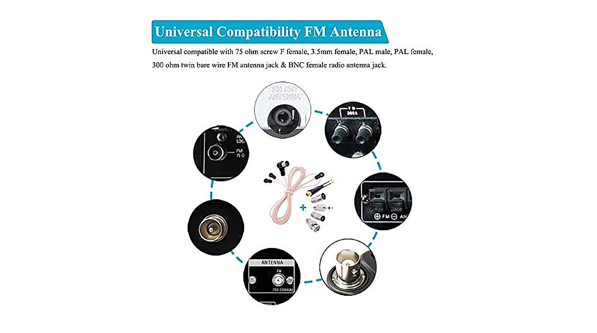 Fancasee 75 Ohm FM Radio Antenna - Universal Indoor Dipole for Stereo & AV