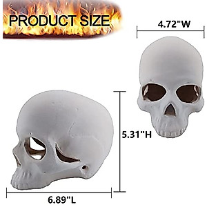 Imitated Human Skulls Bones Logs Fireproof for NG, LP Wood Fireplace, Firepit, Campfire, Halloween Decor, BBQ Biege