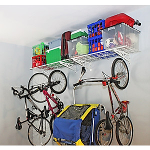 SafeRacks Wall Shelves - 2 Pk 18"x48" Wall Mountable Shelving Unit for Storage Rack, Pantry Shelves, Utility Shelving, Heavy Duty Shelves w/ 4 Versatile Accessory Hooks, 500lbs Capacity, White