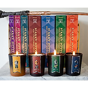 Harry Potter Hogwarts House Scented Soy Wax Candles, Set of 4 with Unique Fragrances | 20-Hour Burn Time | Home Decor Housewarming Essentials, Wizarding World Gifts and Collectibles