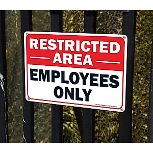 Restricted Area Sign, Do Not Enter Signs Metal, 2 Pack, 10 x 7 inch .40 Rust Free Aluminum, UV Protected, Weather Resistant, Waterproof, Durable Ink, Easy to install