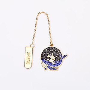 6 Pcs The Wandering Earth Series Metal Bookmark with Enamel Charms, Brass Alloy Bookmarks with Pendant, Cartoon Astronaut and Whale Theme Book Markers Christmas Gift for Girls Kids Lovers Readers