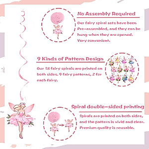 18PCS Fairy Party Decorations Fairy First Birthday Decorations Fairy Birthday Party Supplies Butterfly Birthday Decorations for Girls Fairy Hanging Swirls for Flower Baby Shower Garden Party