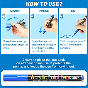 Acrylic Paint Pens Paint Markers Set of 18: Fine Point Paint Pens for Rock Painting Glass Wood Ceramic Fabric Metal Canvas Easter Eggs Pumpkin Kit, Drawing Art Crafts for Adults Scrapbooking Supplies