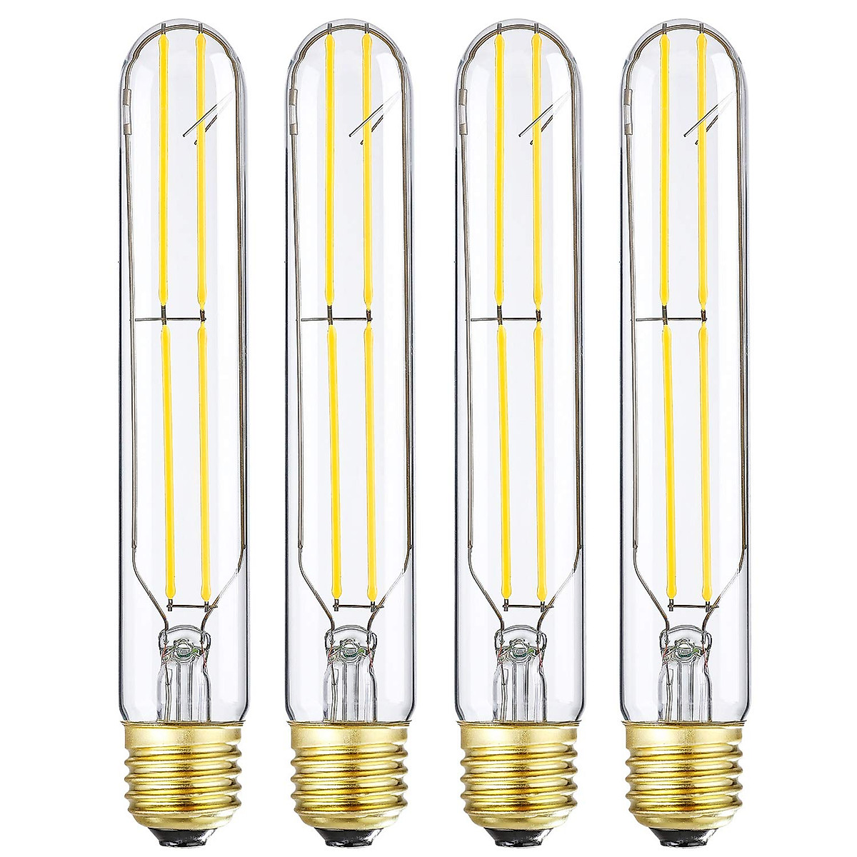 T10 Led Bulb,Dimmable 6W Led Tubular Bulbs, Soft White 3000K, 60 Watt Incandescent Bulb Equivalent,Clear Glass,E26 Base Lamp Bulb,for Cabinet Display Cabinet etc,4 Pack. (7.3 in -Soft White(3000K))