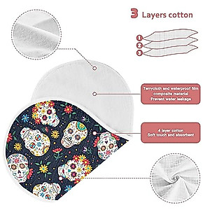 YYZZH Mexican Sugar Skull Flower Muslin Burp Cloths for Baby 4 Pack Soft 100% Cotton Baby Washcloths Bibs for Boy Girl