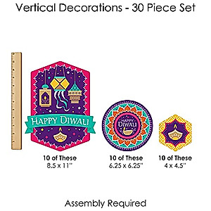 Big Dot of Happiness Happy Diwali - Festival of Lights Party DIY Dangler Backdrop - Hanging Vertical Decorations - 30 Pieces
