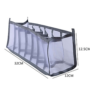 QBQBY 6/7/11 Grids Washable Wardrobe Clothes Organizer Jeans Compartment Storage Box Foldable Closet Drawer Organizer Clothes Drawer Mesh Separation Box Portable Clothes Wardrobe,Grey 2