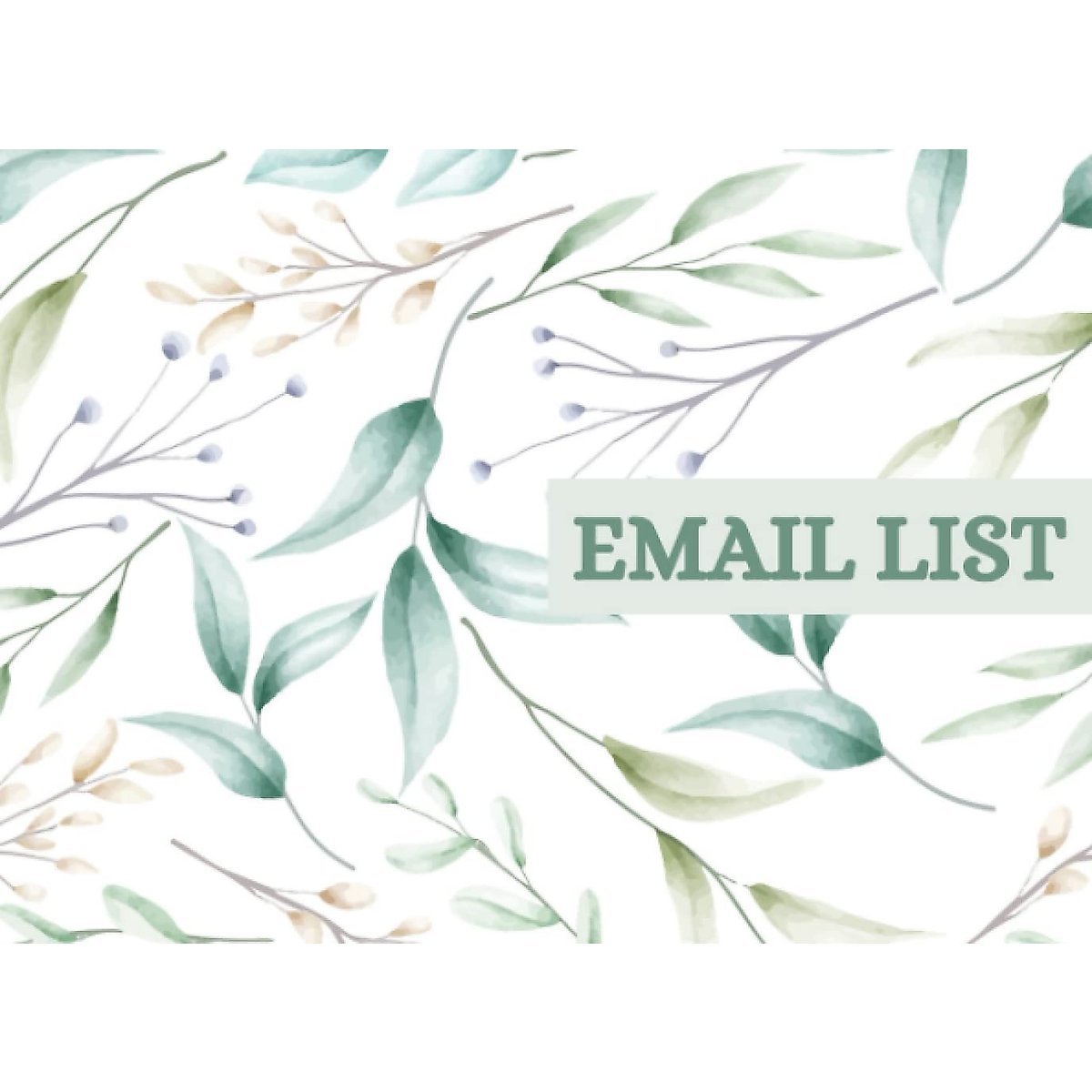 Email List: Guest Book With Email Address, Name and Comments, Email Log Book, Business Mailing List Book, Art Show Exhibition, Green Foliage Design