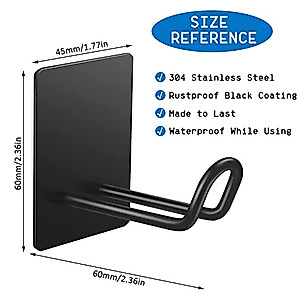 Enkrio Wall Hooks Towel Hooks 6 Pack Heavy Duty Bathroom Self Adhesive Hooks, Sticky Hooks for Hanging Coat, Hat, Loofah – Matte Black