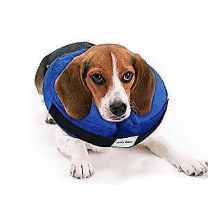 KittyStar Soft Inflatable Dog Cone Collar, Protective Inflatable Collar for Dogs and Cats, Adjustable Pet Recovery Cone After Surgery (M, Blue)