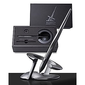 novium Hoverpen 2.0 - Futuristic Luxury Pen Made With Aerospace Alloys, Unique Aesthetic, Free Spinning Executive Pen, Cool Gadgets, Valentines Day Gifts for Men & Women (Space Black, Basic)