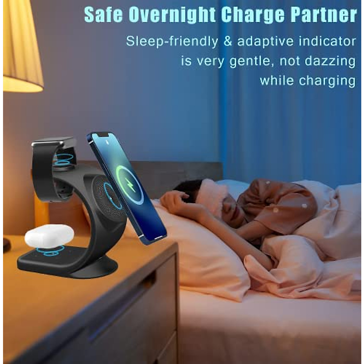 TASANLOGEN 3 in 1 Wireless Charging Station ，Space Saving，Fast Charging Stations with iPhone 14 13 12 /Pro Max/Plus/Pro/Mini,iWatch 8/7/SE/6/5/4/3/2,Airpods pro/3/2