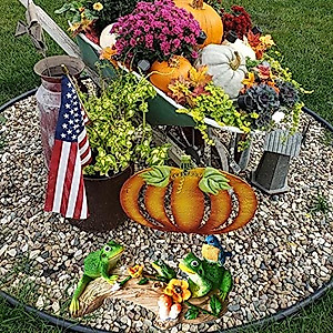 iRonrain Solar Garden Statues Frog, Outdoor Art Decor Figurine Waterproof Lights with Frogs Bird Mushroom & Flowers, Garden Sculpture Ornament for Spring Lawn Yard Thanksgiving Christmas (Frog)