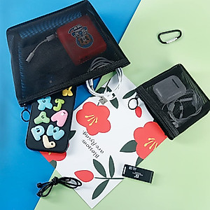 HRX Package Black Mesh Makeup Bag, 4pcs Travel Cosmetic Pouches with Zipper Toiletry Organizer Case for Purse Diaper Bag Tote Bag