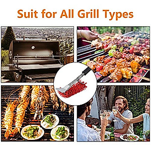 XSUPER Nylon Grill Brush, 3 in 1 Grill Brush & Scraper, Best Nylon Bristle Brushes, 18" Barbecue Cleaning Brush for a Cool Grill, Scraper for Grill Cooking Grates,Universal Fit BBQ Grill Accessories