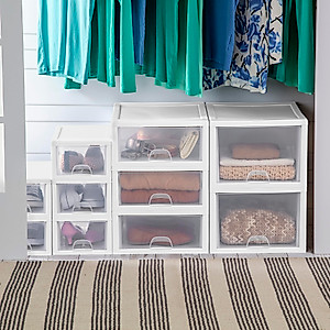 Sterilite 24-Pack Plastic Storage Drawers, Stackable Drawer Organizer Bins, Clear, 6 Qt