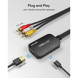 ABLEWE HDMI to RCA Converter, HDMI to RCA Adapter, HDMI to AV 3RCA CVBs Composite Video Audio Converter Adapter for TV Stick/Roku/Apple TV/PC/Laptop/Xbox/HDTV ( with HDMI Cable & USB Cable)