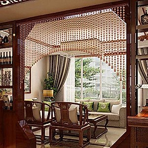 HAPPLiGNLY 35 Strands Beaded Door Curtains for Doorways Wood Bead String Curtain for Room Dividers Semicircle Handmade Home Hanging Screen Retro Style - Customizable (Size : Width 120cm)