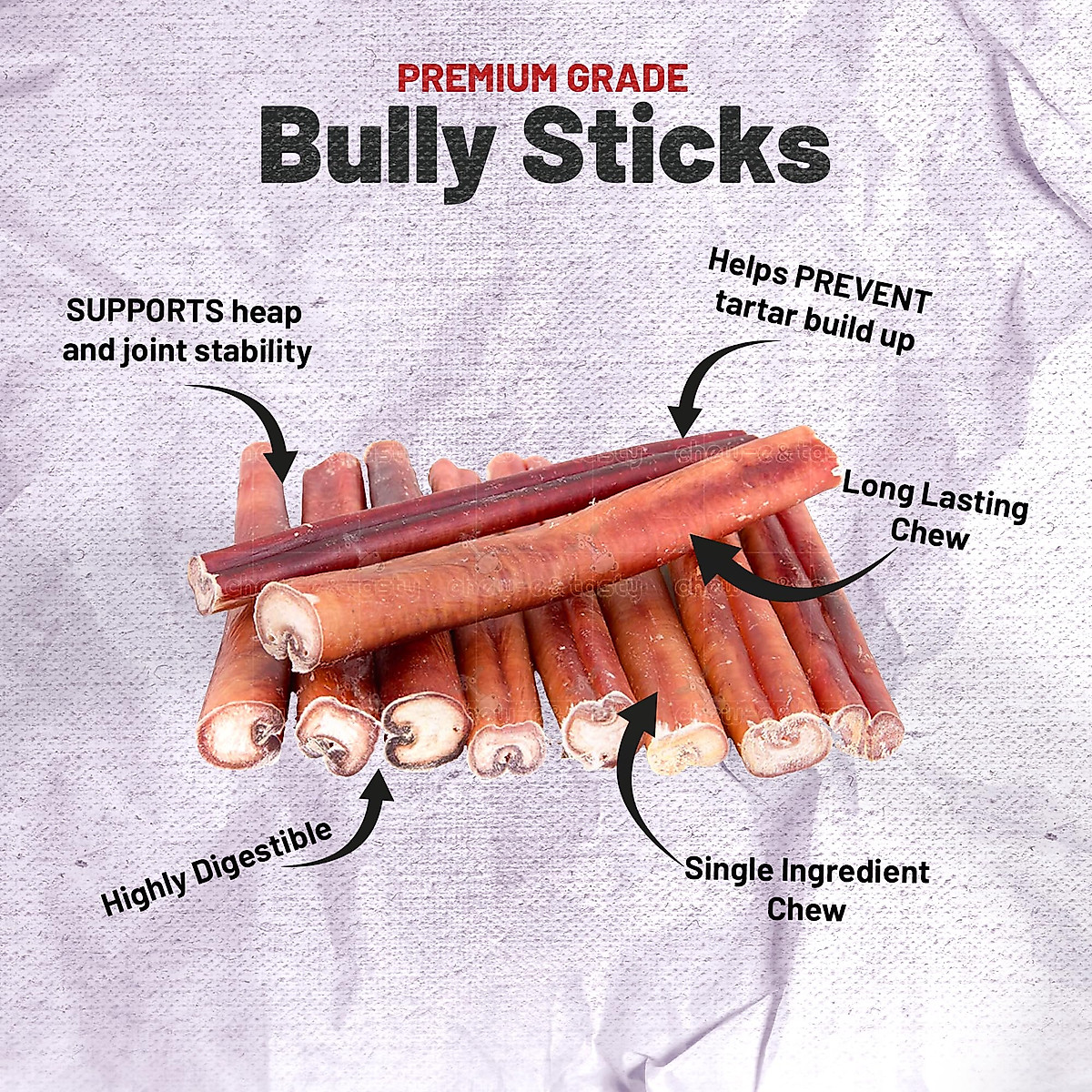 MaxiChew Odor-Free Bully Sticks(6 Inch, Pack of 10), Non-GMO, Fully Digestaible 100% Beef Pizzle Chews, Grain_Free, Grass-Fed, Best Dental Treat, Natural Long-Lasting, Premium Chews for Dogs