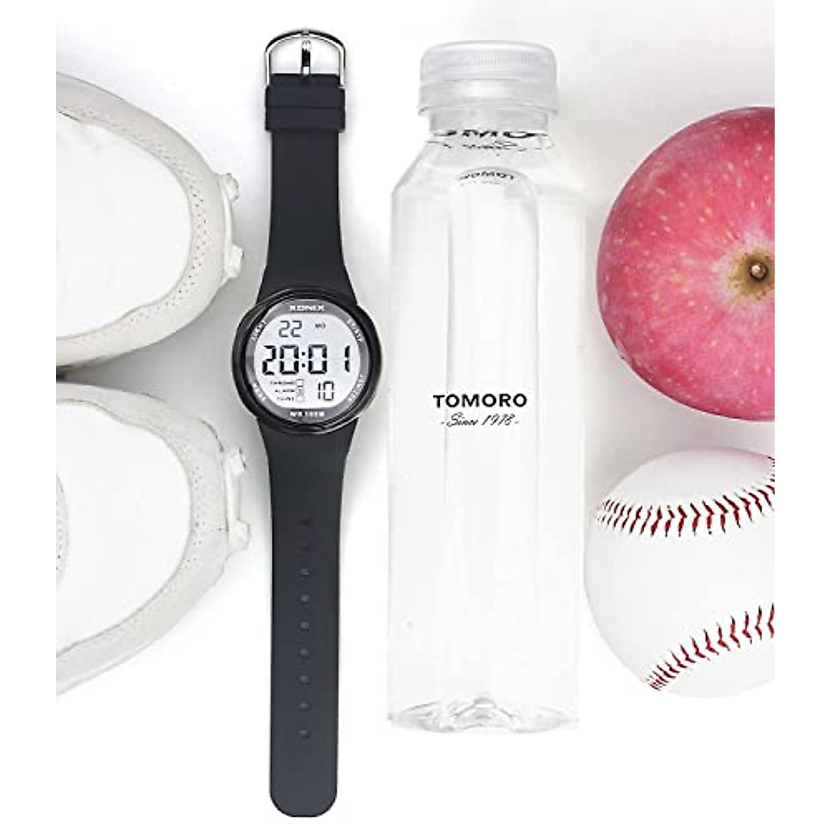 TOMORO Men's Unisex 100M Waterproof Large Digits Digital Casual Women Big Boys Outdoor Stopwatch Countdown Chronograph Luminous Sport Dive Watch (Push-Button Underwater)