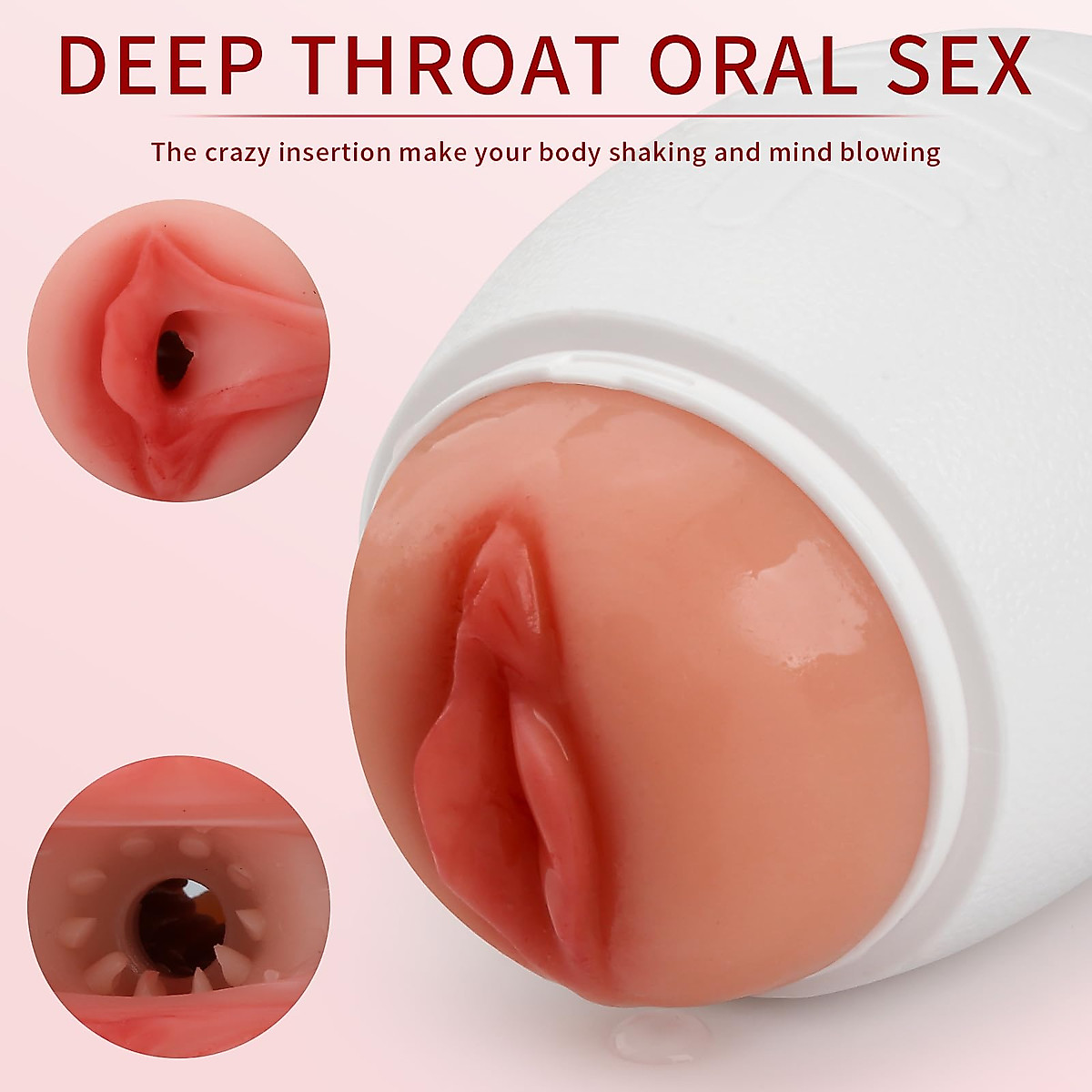 Male Masturbator Sex Toys for Men, Portable Pocket Pussy Stroker with 3D Realistic Textured Vagina Ultra Soft Stretchy Male Masturbators Cup, 2 in 1 Male Sex Toys (White)